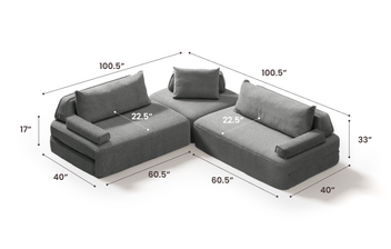 Cushie 5 Seater L Shaped Sectional Sleeper Sofa